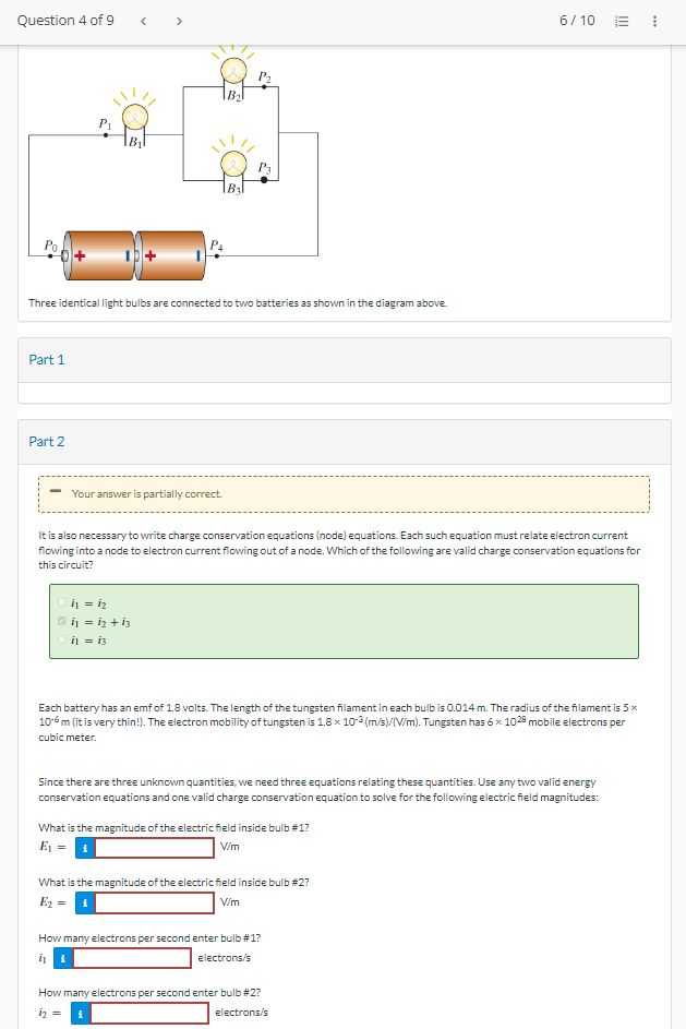 Solved Three identical light bulbs are connected to ﻿two | Chegg.com