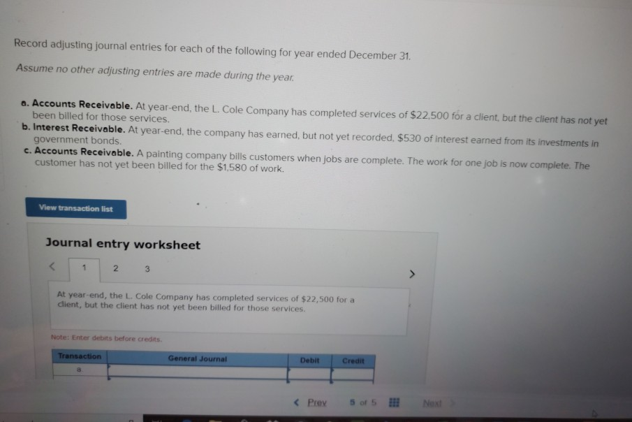 Solved Record adjusting journal entries for each of the | Chegg.com