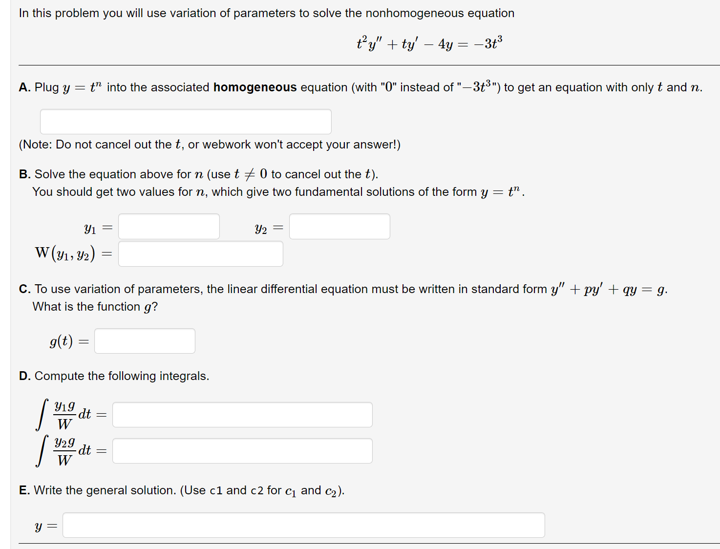 Solved In this problem you will use variation of parameters | Chegg.com