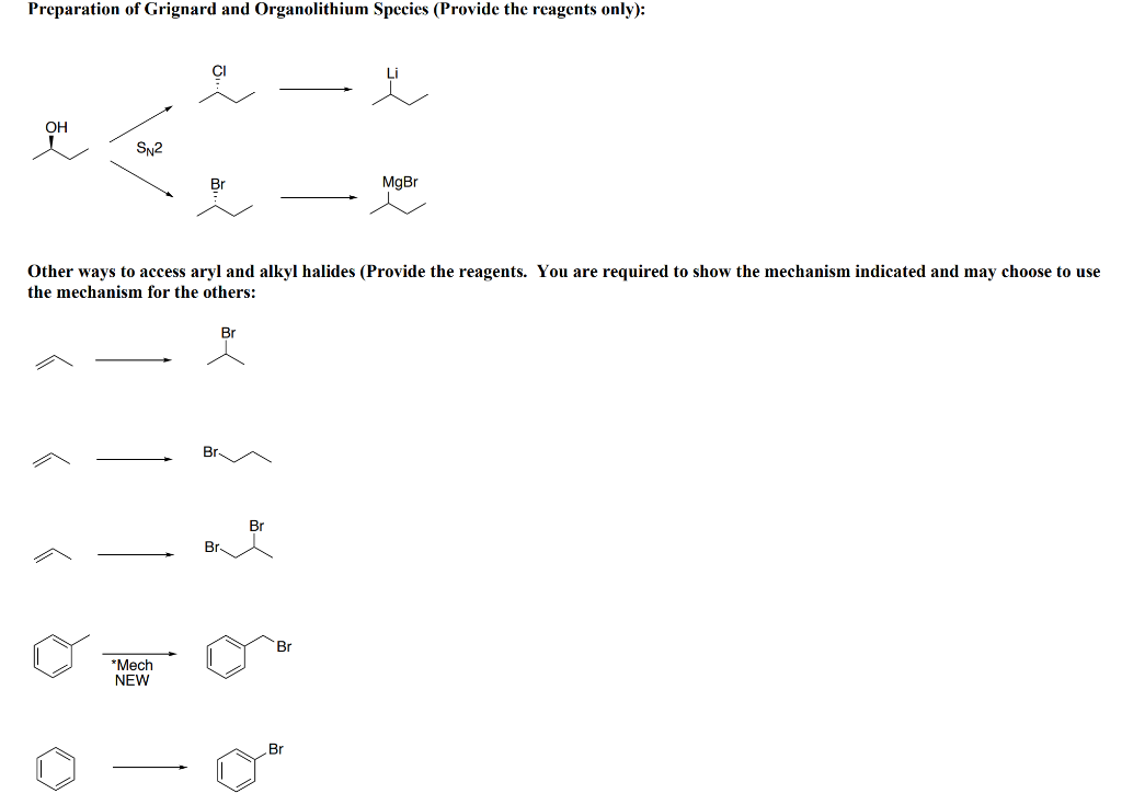 Solved Preparation of Grignard and Organolithium Species | Chegg.com