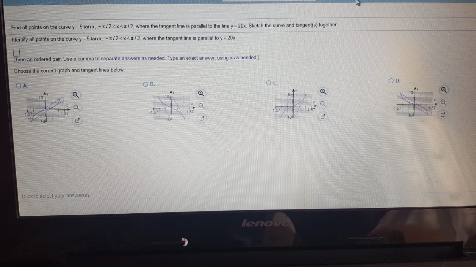 Solved Find all points on the curve y = 5 tan x, -1/2 | Chegg.com