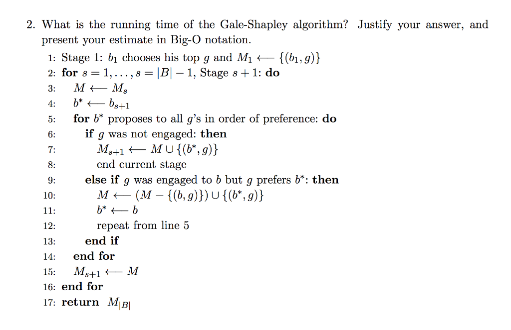 2. What is the running time of the Gale-Shapley | Chegg.com