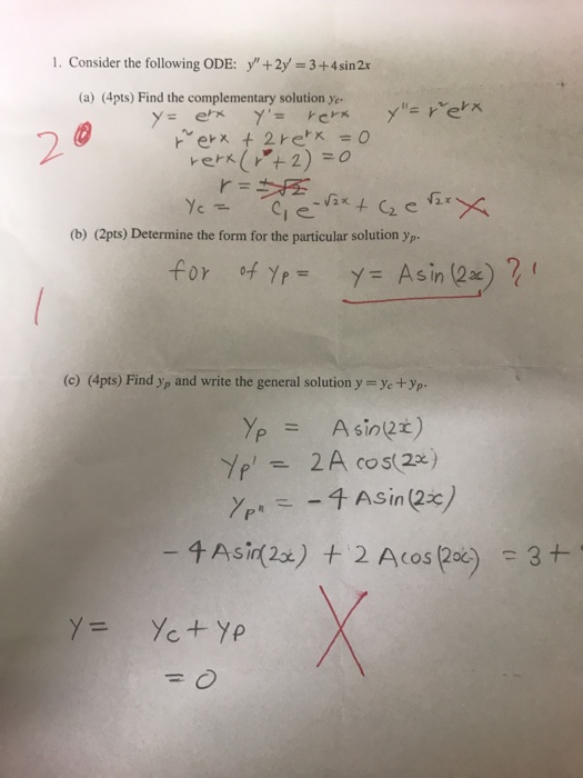 Solved 1. Consider the following ODE: y"+2y 3+4sin 2x (a) | Chegg.com