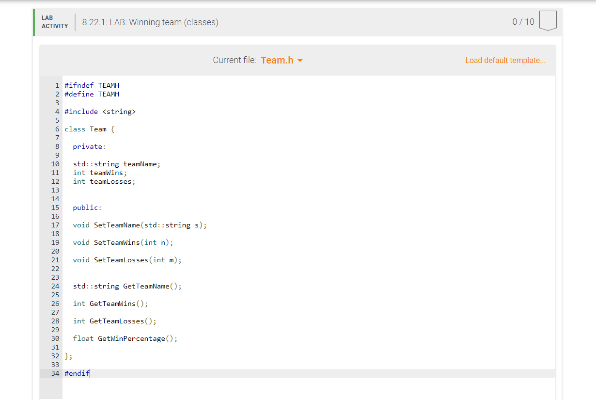 Solved 8.22 LAB: Winning team (classes) Given main(), define | Chegg.com