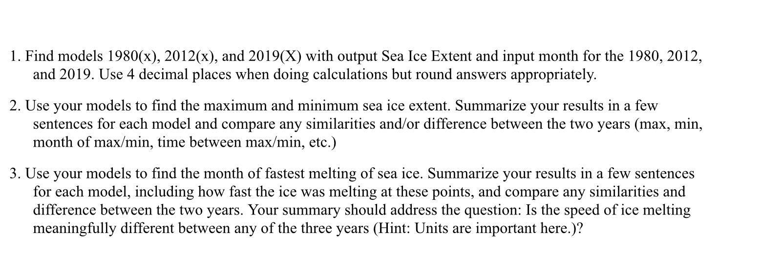 1. Find models 1980(x),2012(x), and 2019(X) with | Chegg.com