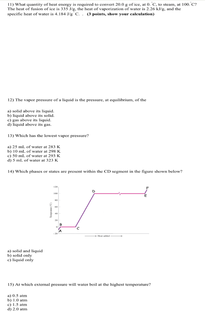 Solved 1) Which phase change corresponds to sublimation? 7) | Chegg.com