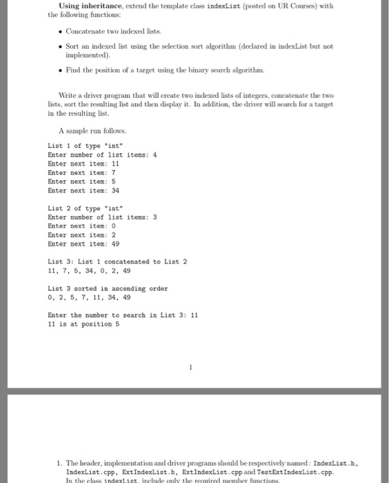 Solved Using inheritance, extend the template class | Chegg.com