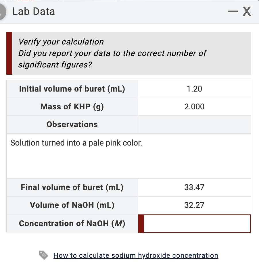 Solved Lab Data Verify your calculation Did you report your | Chegg.com