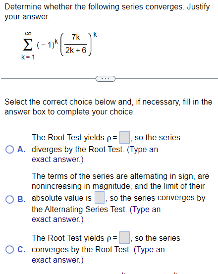 Solved Determine whether the following series converges. | Chegg.com