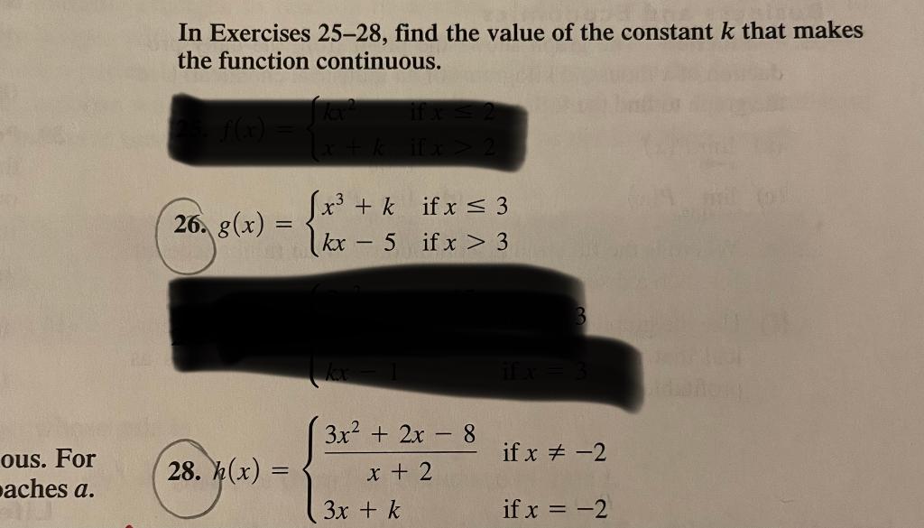 Solved In Exercises 25-28, find the value of the constant k | Chegg.com