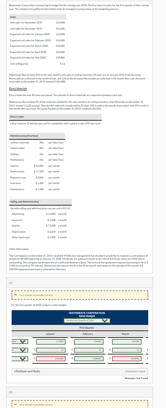 Solved (h) For the first quarter of 2020, prepare a schedule | Chegg.com