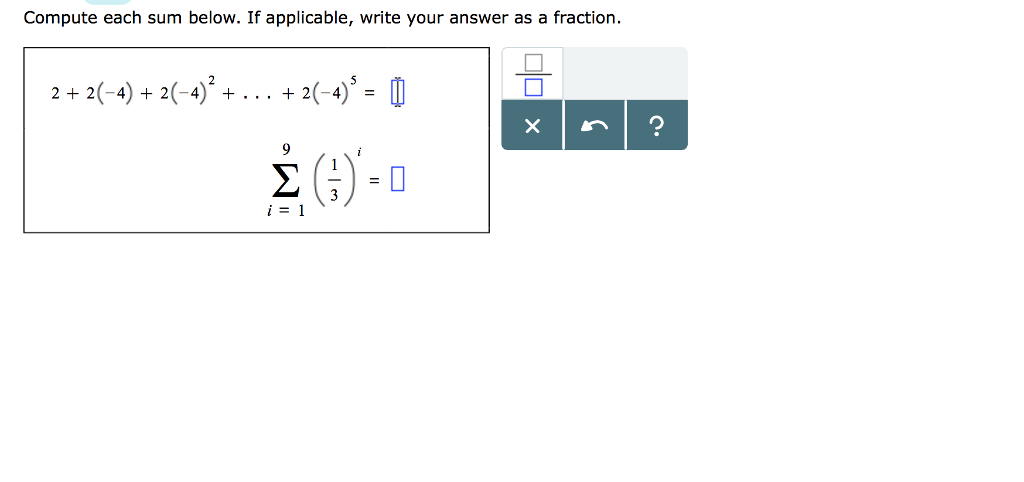 Solved Compute each sum below. If applicable, write your | Chegg.com