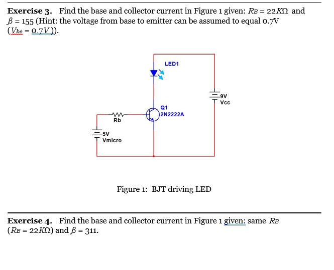Solved Exercise 3. Find the base and collector current in | Chegg.com