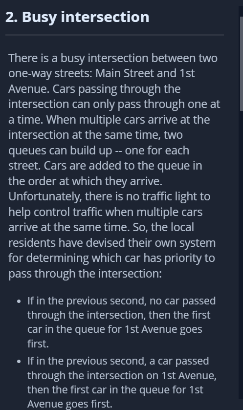 Solved 2. Busy intersection There is a busy intersection | Chegg.com