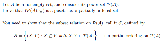 Solved Let A be a nonempty set, and consider its power set | Chegg.com