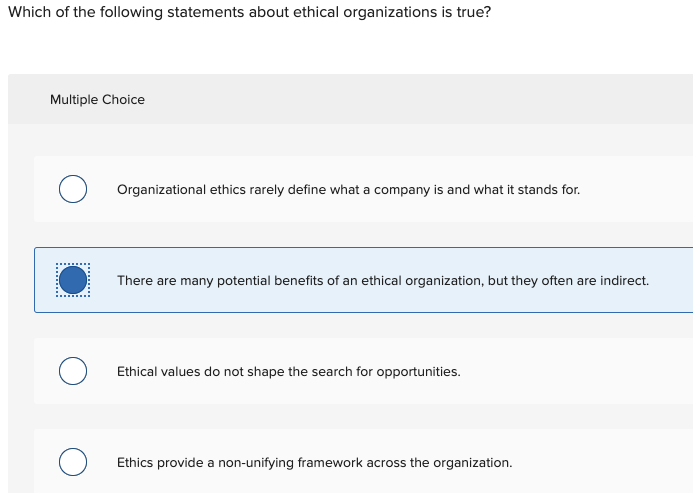 Solved Which of the following statements about ethical | Chegg.com