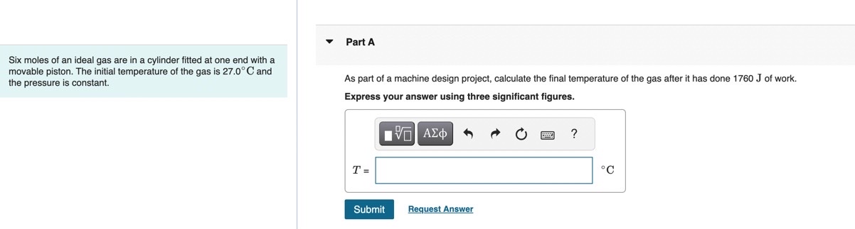 Solved Part ASix moles of an ideal gas are in a cylinder | Chegg.com
