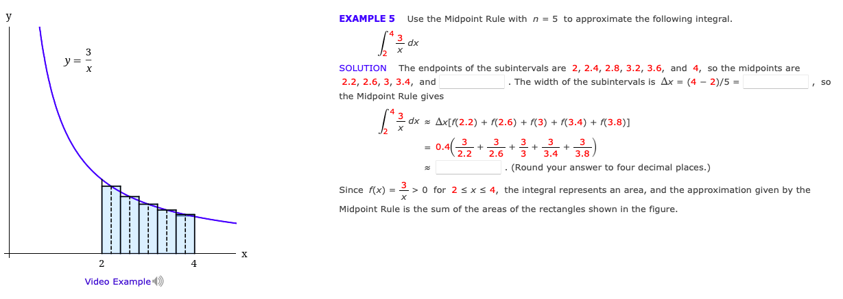 Solved EXAMPLE 5 Use the Midpoint Rule with n=5 to | Chegg.com