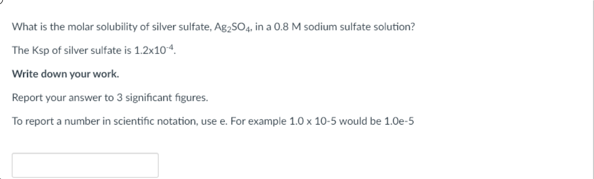 Solved What is the molar solubility of silver sulfate, | Chegg.com