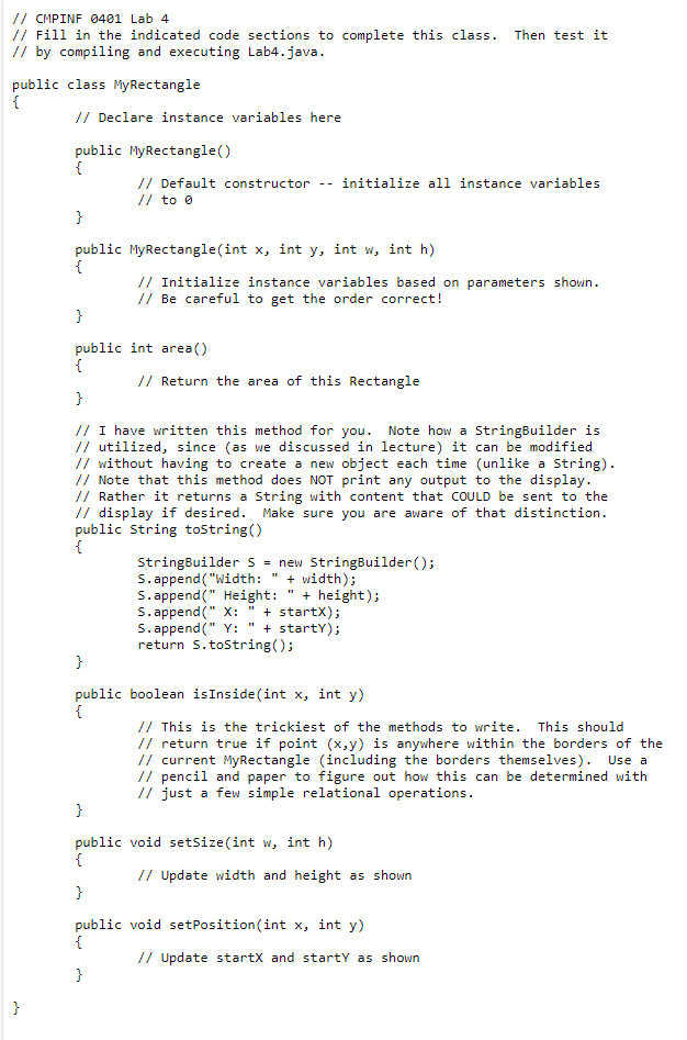 Solved We do not want users of MyRectangle to have direct | Chegg.com