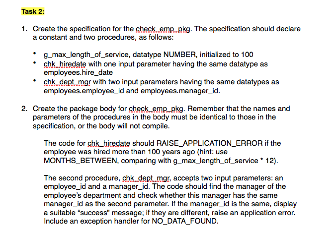 Solved Task 2: 1. Create the specification for the | Chegg.com