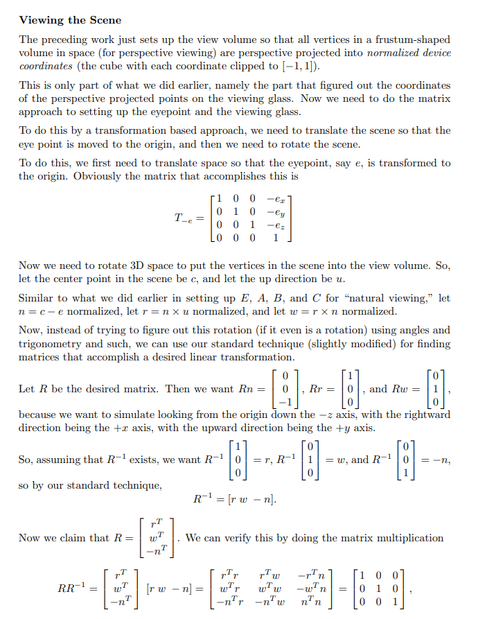 Viewing the Scene The preceding work just sets up the | Chegg.com