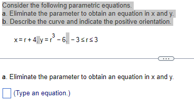 Solved Consider the following parametric | Chegg.com