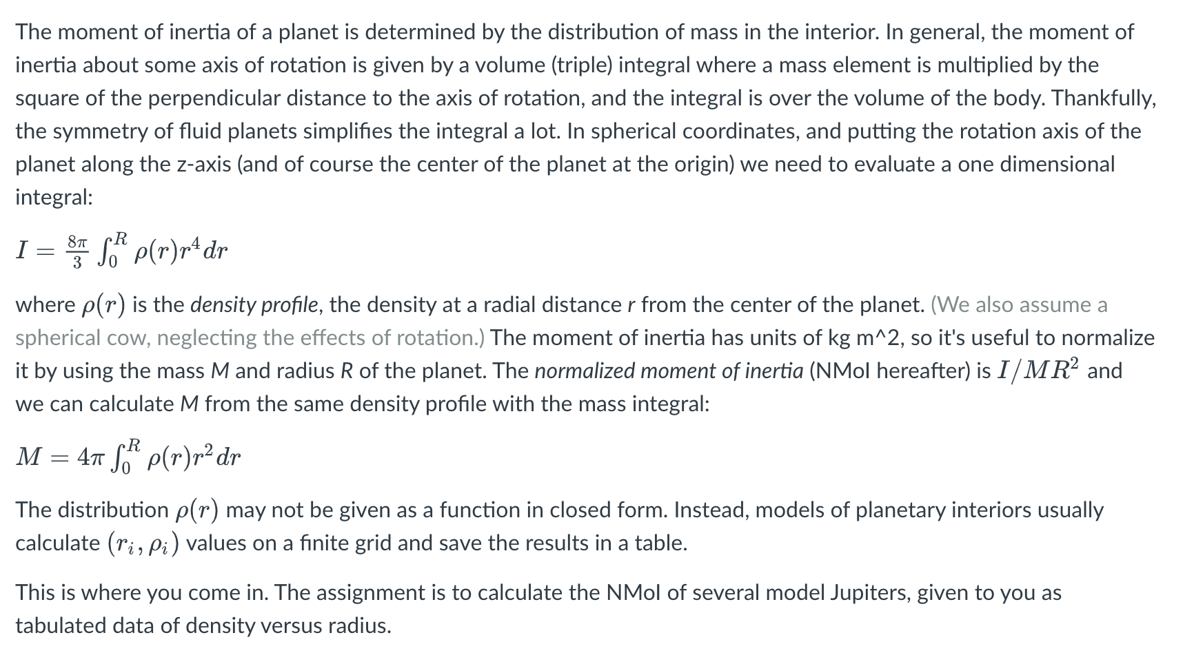 Solved The moment of inertia of a planet is determined by | Chegg.com