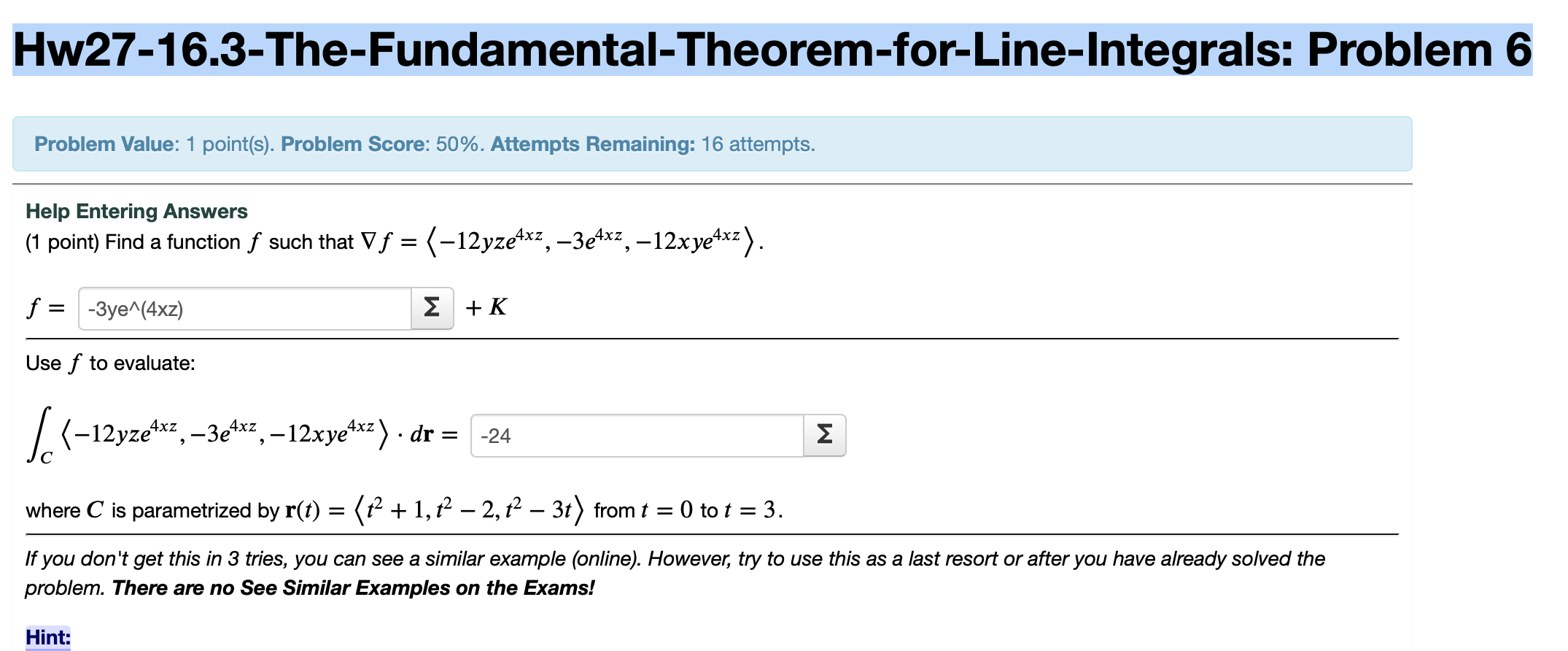 Solved Hw27-16.3-The-Fundamental-Theorem-for-Line-Integrals: | Chegg.com