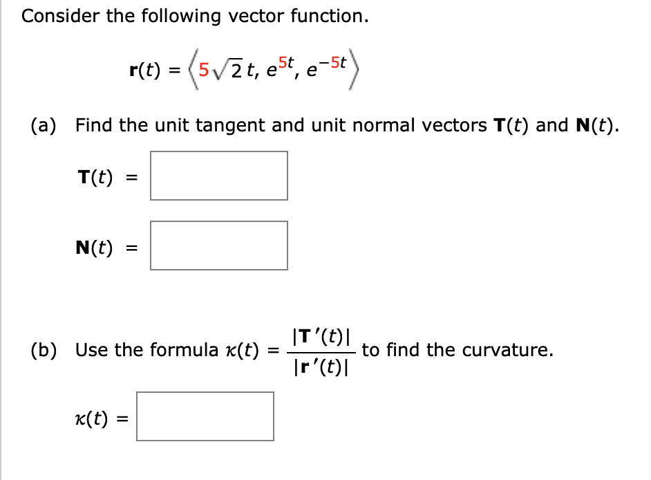 Solved Consider the following vector function. | Chegg.com