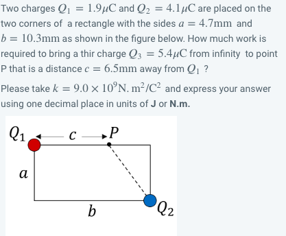 Solved Two charges Q1=1.9μC and Q2=4.1μC are placed on the | Chegg.com