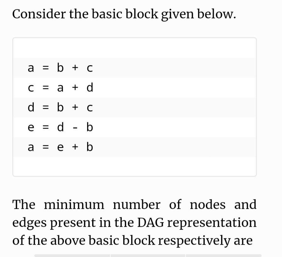 Solved Consider the basic block given below. a = b + c c = a | Chegg.com