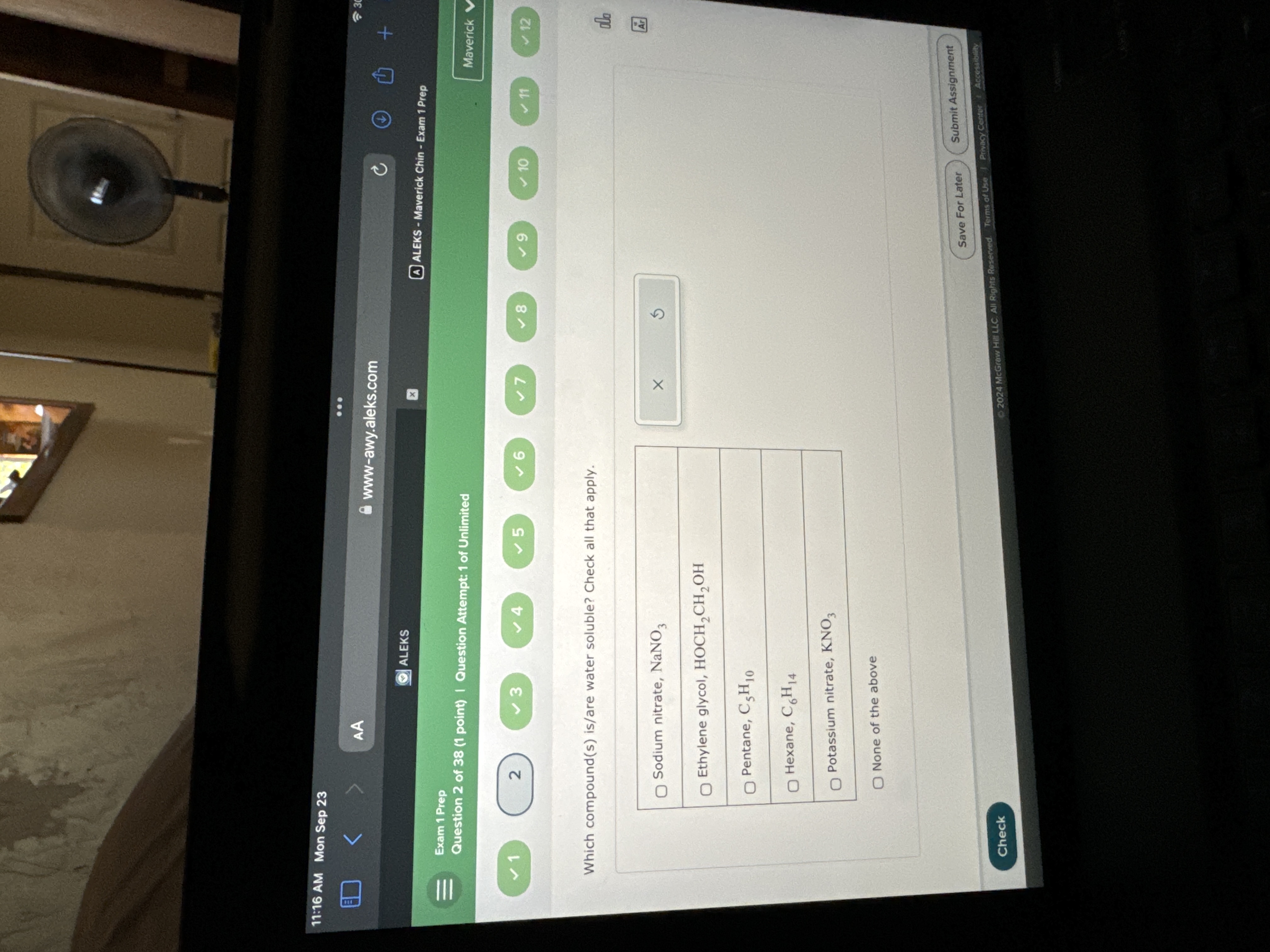 Solved Which compound(s) ﻿is/are water soluble? Check all | Chegg.com