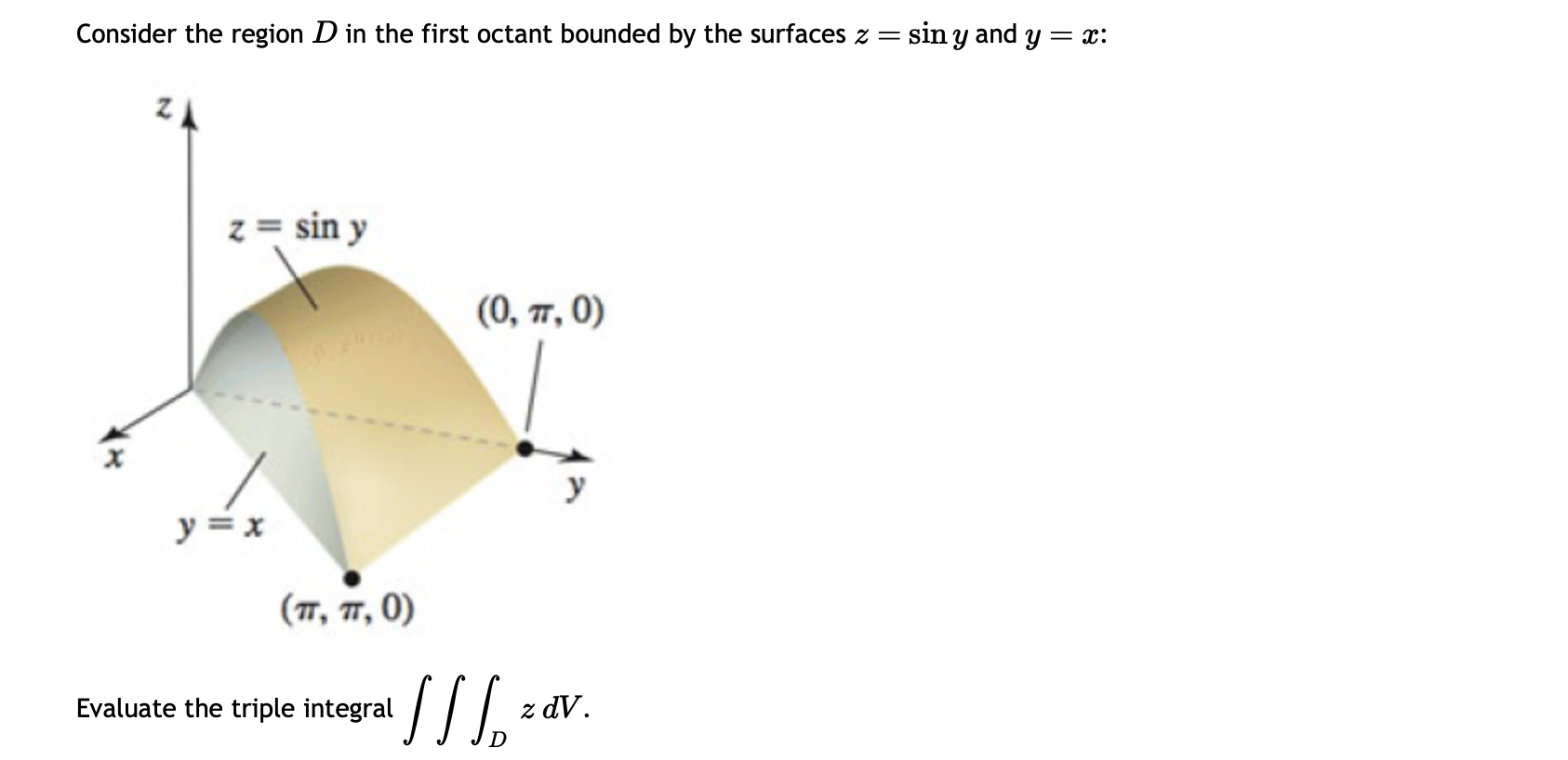 Solved Consider the region D ﻿in the first octant bounded by | Chegg.com