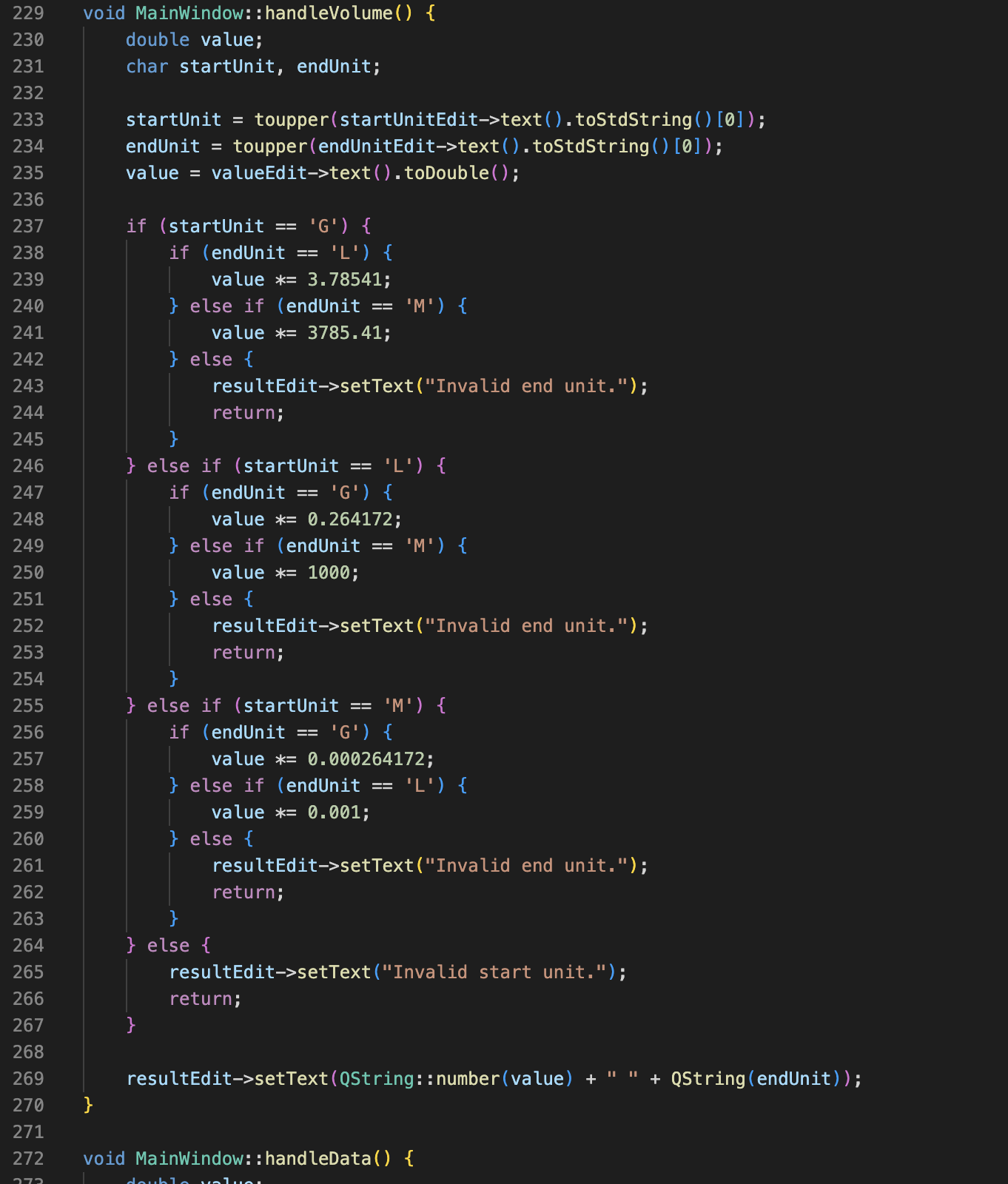 Solved oid MainWindow: : handleMass() \{ double value; char | Chegg.com