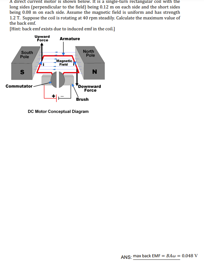 Solved A direct current motor is shown below. It is a | Chegg.com