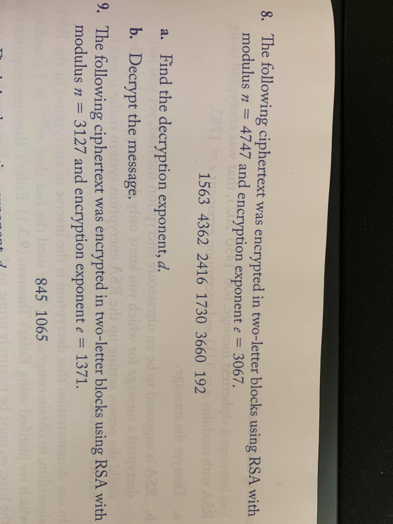 Solved 8. The following ciphertext was encrypted in | Chegg.com