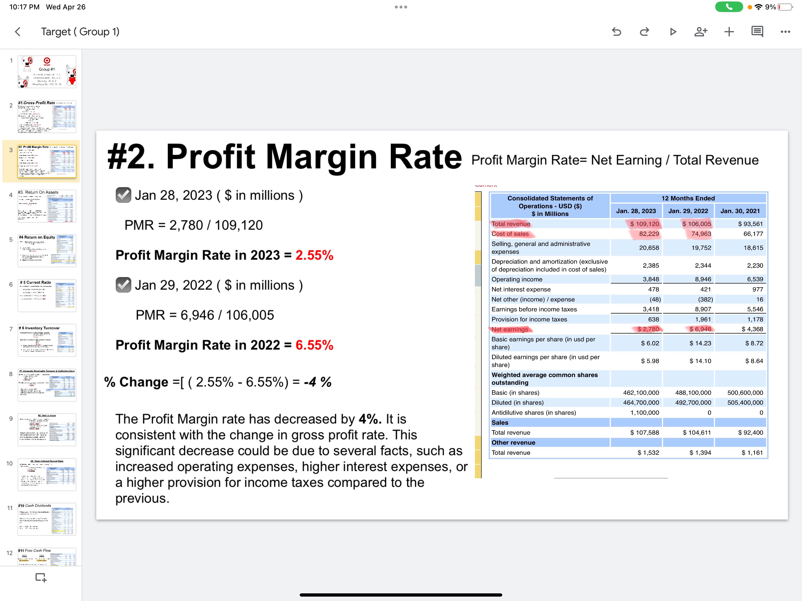 Solved Calculate the Profit Margin rate for the latest 2 | Chegg.com