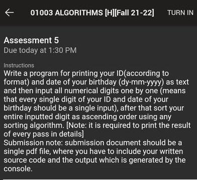 Solved k 01003 ALGORITHMS [H][Fall 21-22] TURN IN Assessment | Chegg.com