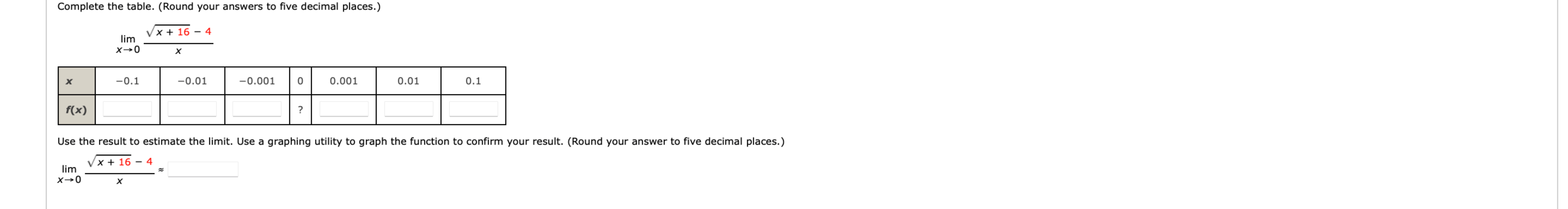 Solved Complete the table. (Round your answers to five | Chegg.com