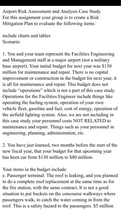Solved Airport Risk Assessment and Analysis Case Study For | Chegg.com