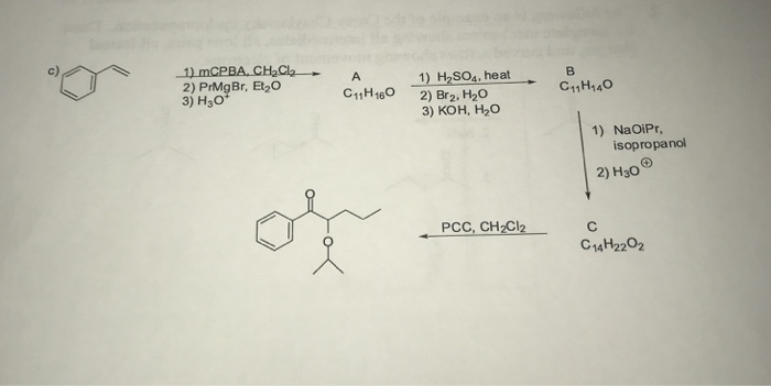 Solved 2) PrMgBr, Et20 3) H3O 1) H2SO4, heat 2) Br2. H20 | Chegg.com