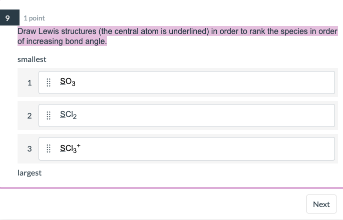 Solved 9 9 1 point Draw Lewis structures (the central atom | Chegg.com