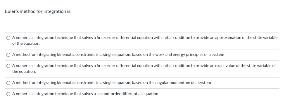 Solved Euler's method for integration is: A numerical | Chegg.com