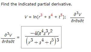 Solved Find the indicated partial derivative. | Chegg.com