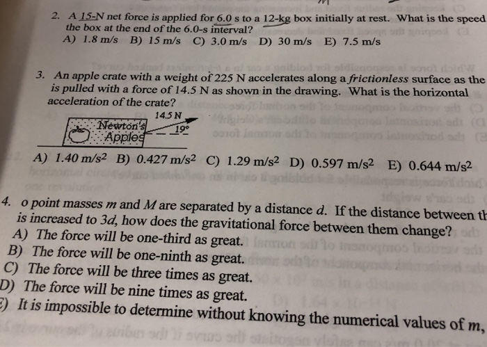 Solved 2 A 15 N Net Force Is Applied For 6 0 S To A 12 Kg