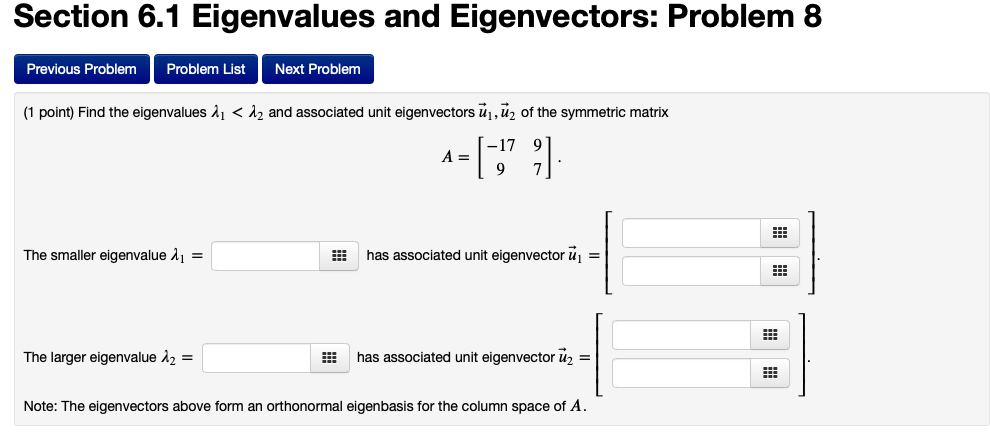 Solved Section 6.1 Eigenvalues and Eigenvectors: Problem 8 | Chegg.com