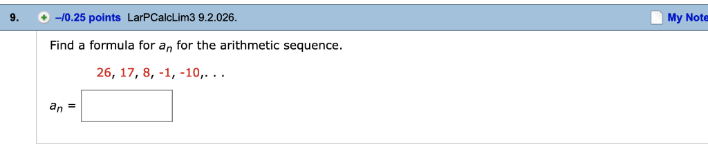 Solved 9 +-10.25 points LarPCalcLim3 9.2.026 My Note Find a | Chegg.com Solved 9 +-10.25 points LarPCalcLim3 9.2.026 My Note Find a | Chegg.com