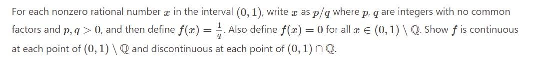 Solved For each nonzero rational number x in the interval | Chegg.com