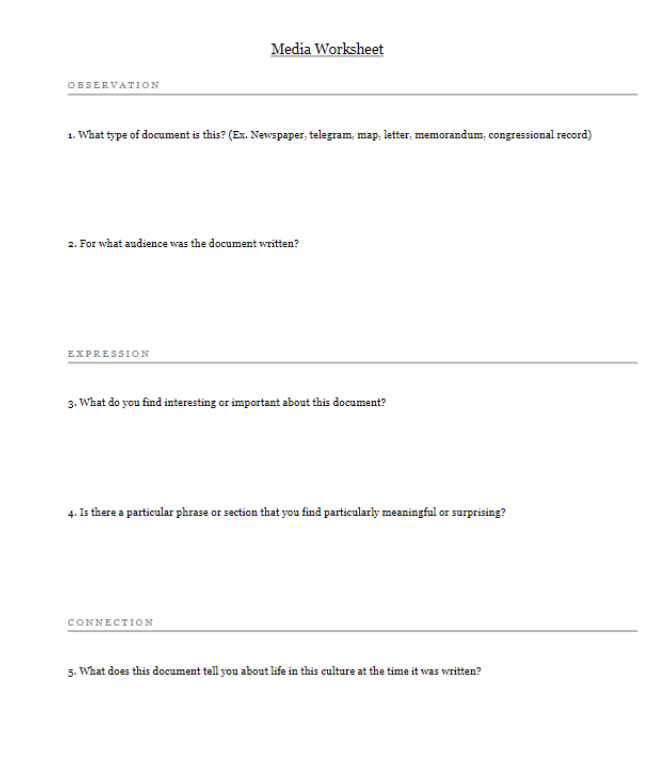 Solved Media Worksheet OBSERVATION 1. What type of document | Chegg.com